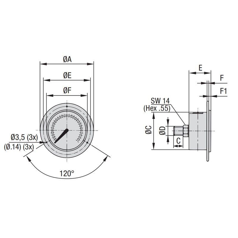 Đồng hồ đo áp suất SPG-100-00400-01-P-B08 - B2bmart